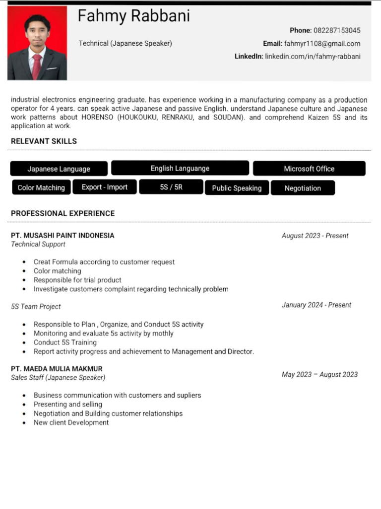 CV Fahmy Rabbani Update | PDF