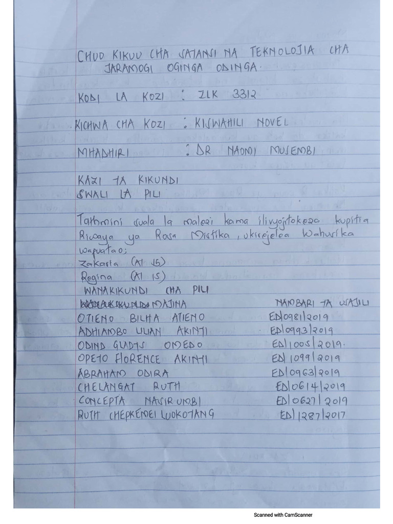 Cat Ya DR Musembi, Rosa Mistika | PDF