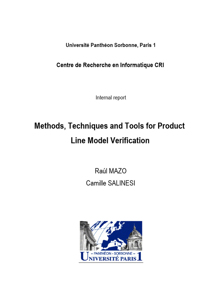 Methods Techniques and Tools For Product Line Model Verification | PDF