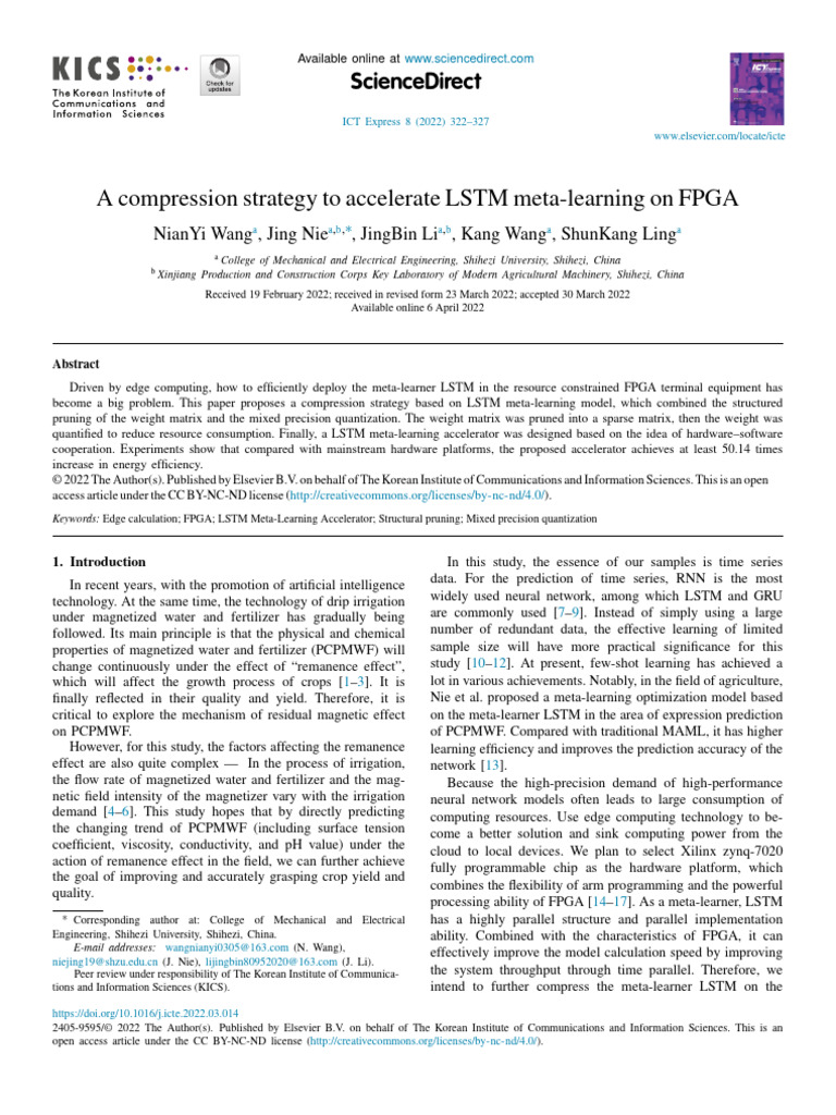 2022 A Compression Strategy To Accelerate LSTM Meta-Learning On FPGA | PDF | Data Compression ...