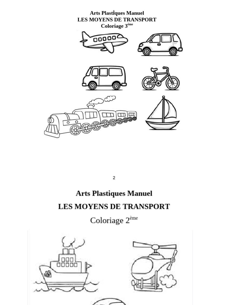 Coloriage des moyens de transport | PDF
