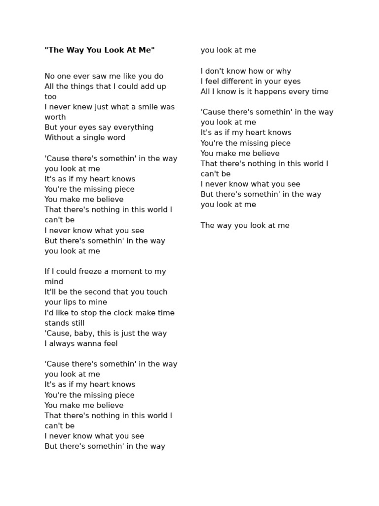 The Way You Look At Me: A Love Reflection | PDF