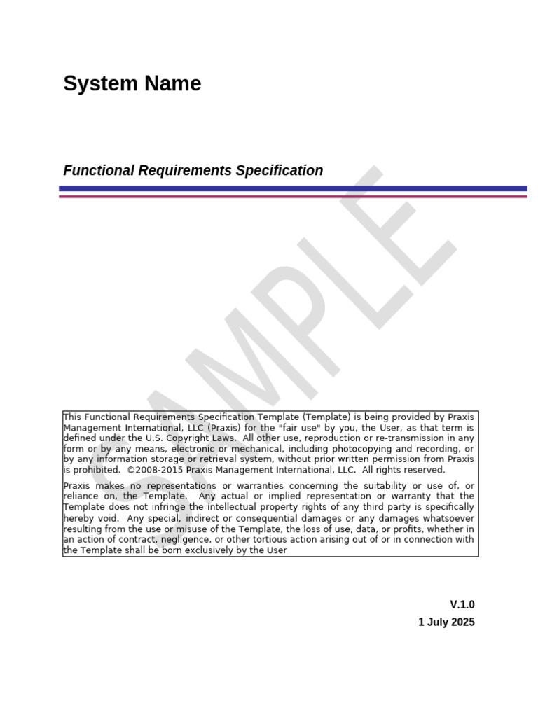 Functional Requirements Specification Template | PDF | Specification ...