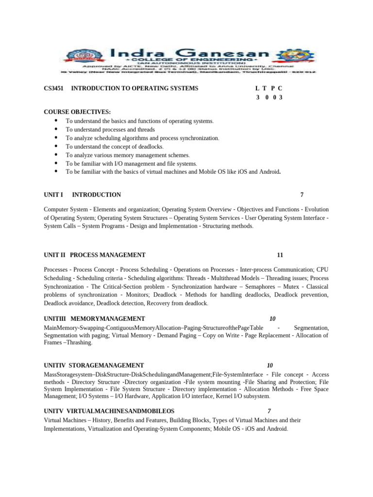 CS3451: Mobile OS and Kernel Functions | PDF | Operating System ...