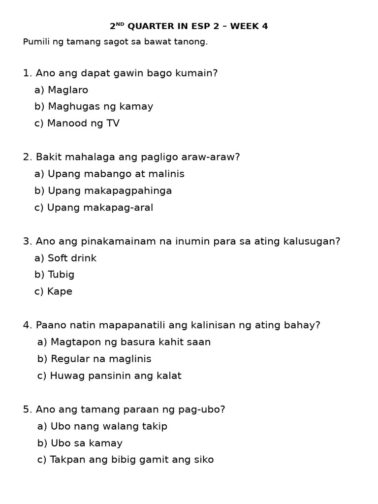 2ND Quarter in Esp 2-Week 4 Worksheets | PDF