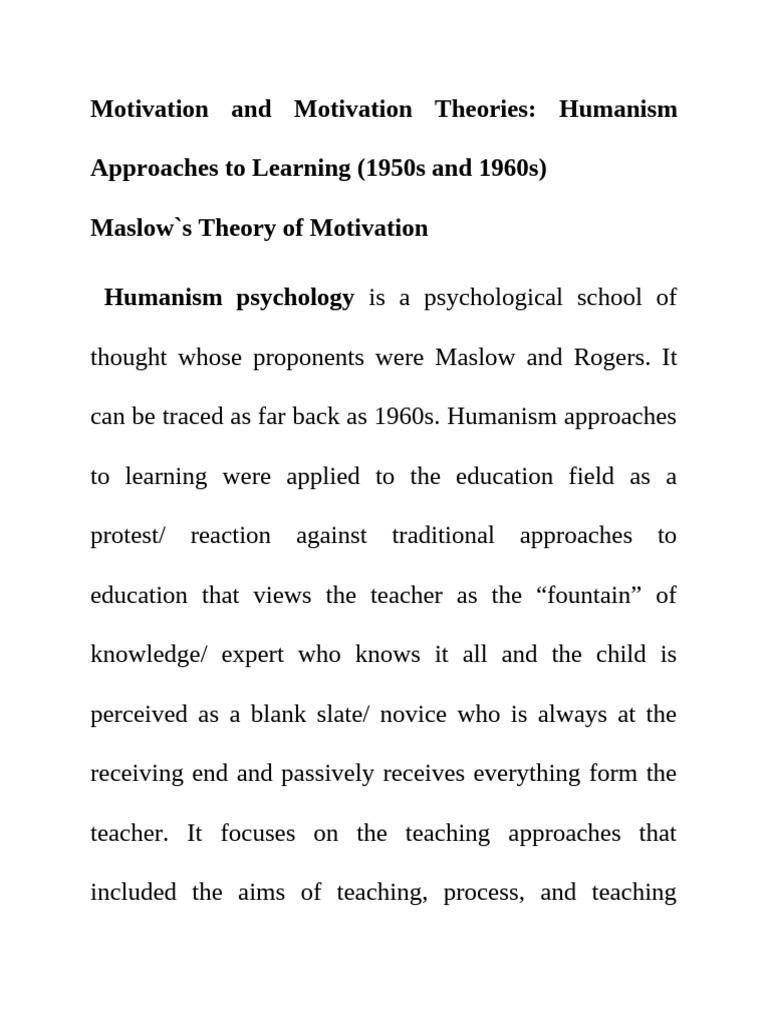 Human Learning Motivation - Maslow's Hierachy of Needs Theory 2024 ...