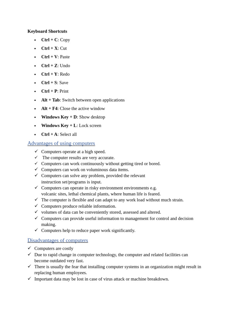 Essential Computer Shortcuts & Functions | PDF | Process (Computing ...