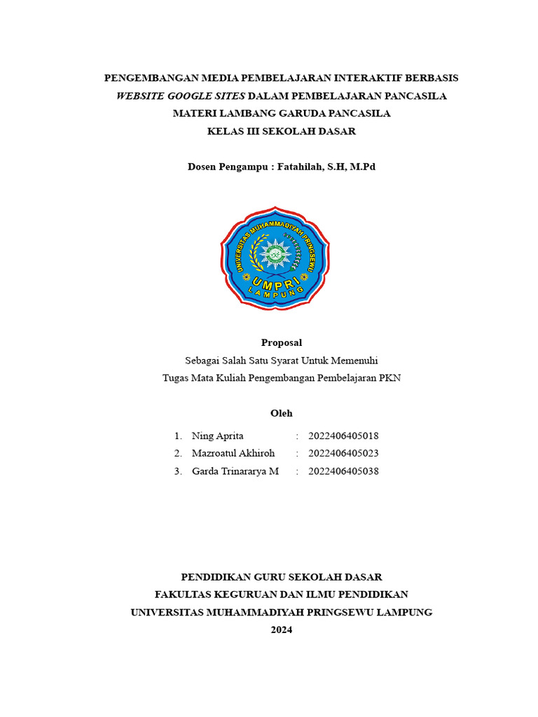 Naskah Proposal Pengembangan Ning 018, Attul 023, Garda 038 | PDF