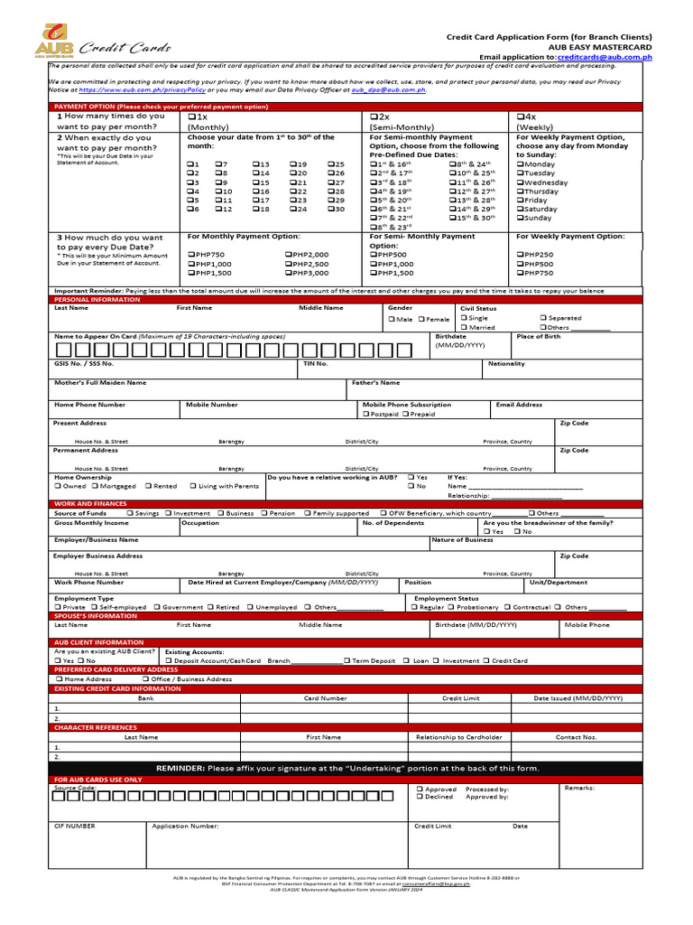 2024 Easy Branch Application Form | PDF | Credit Card | Fee