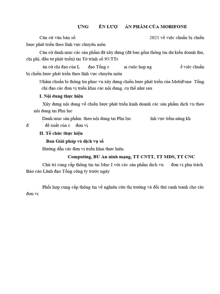 Khung Xay Dung Chien Luoc Cac San Pham MobiFone | PDF