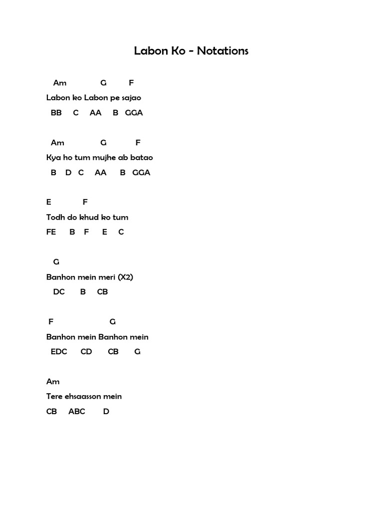 Labon Ko Notations | PDF