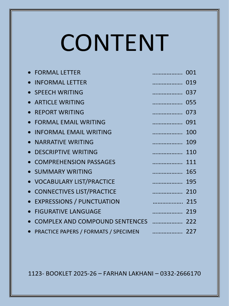 Content List BOOKLET 2025-26 | PDF