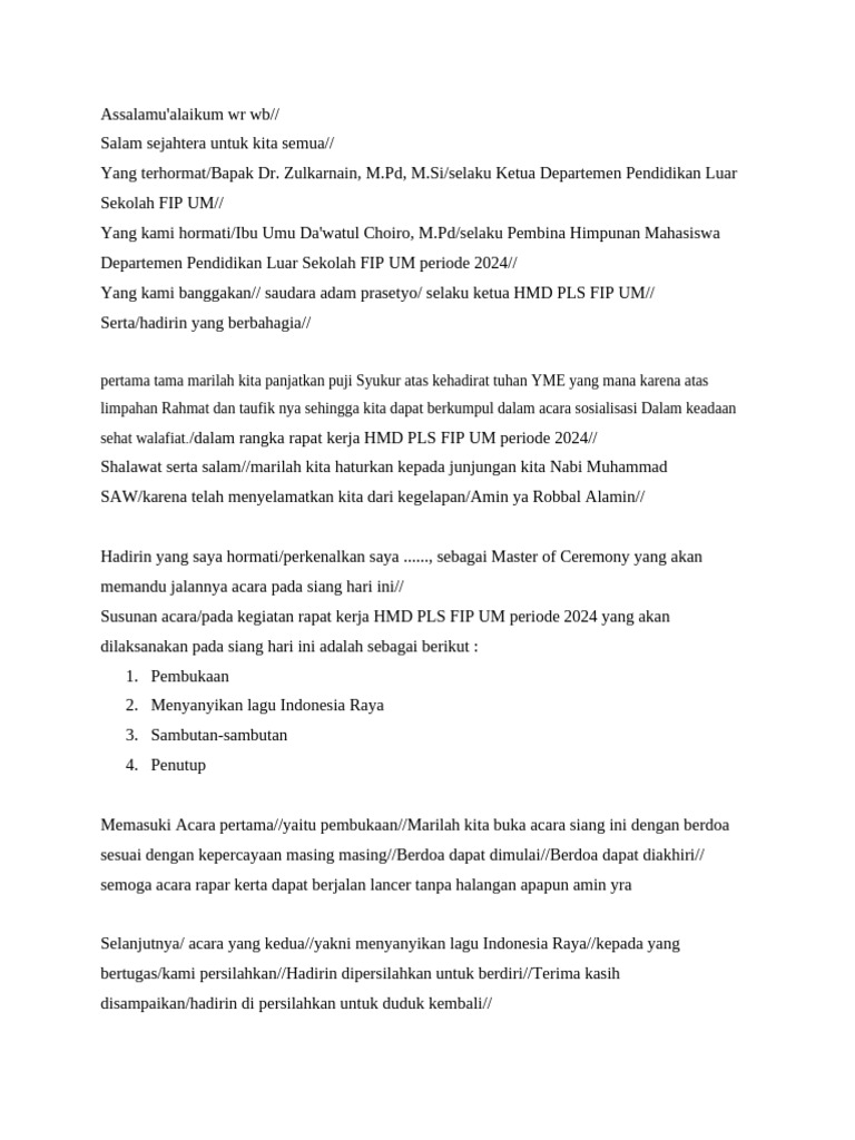 Teks MC Raker HMD 2024 | PDF