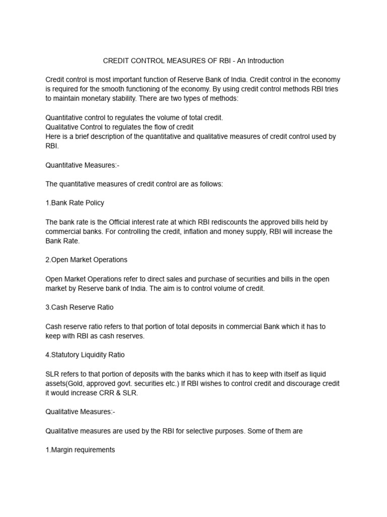 Credit Control - Introduction | PDF