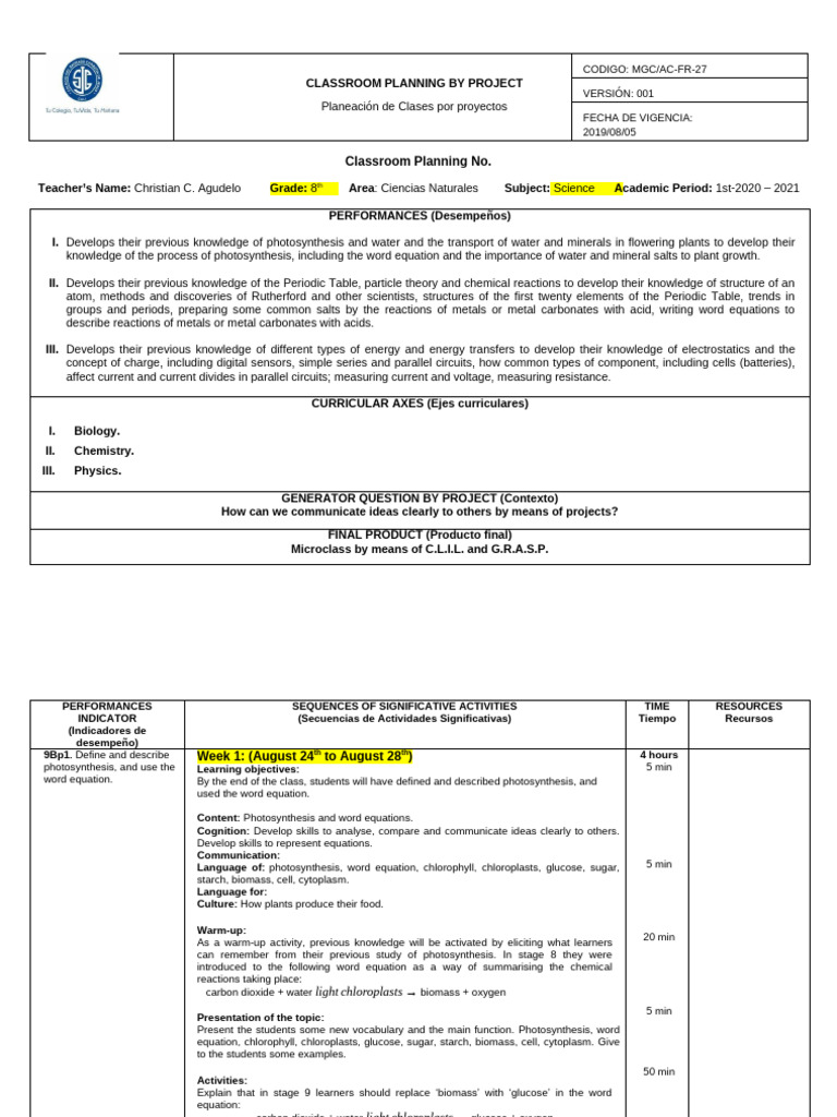 Project-Based Classroom Planning Guide | PDF | Atoms | Atomic Nucleus