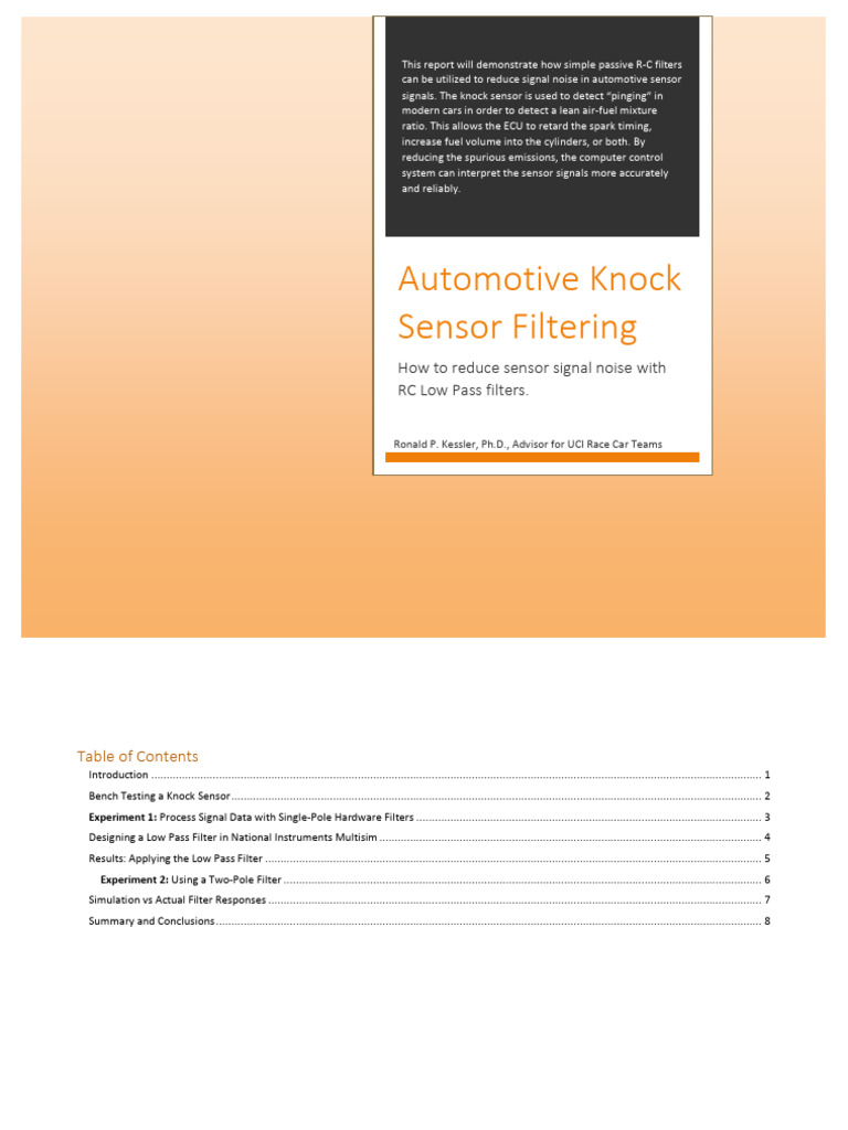 Knock Sensor Filter For 2Hz Signal | PDF | Electronic Filter | Analog ...