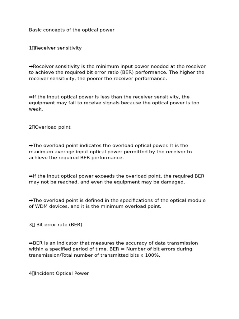 Understanding Optical Power Concepts | PDF | Fiber Optic Communication ...