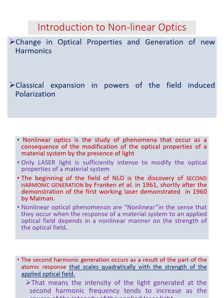 NLO - 1 - Unit I | PDF | Nonlinear Optics | Electromagnetic Field