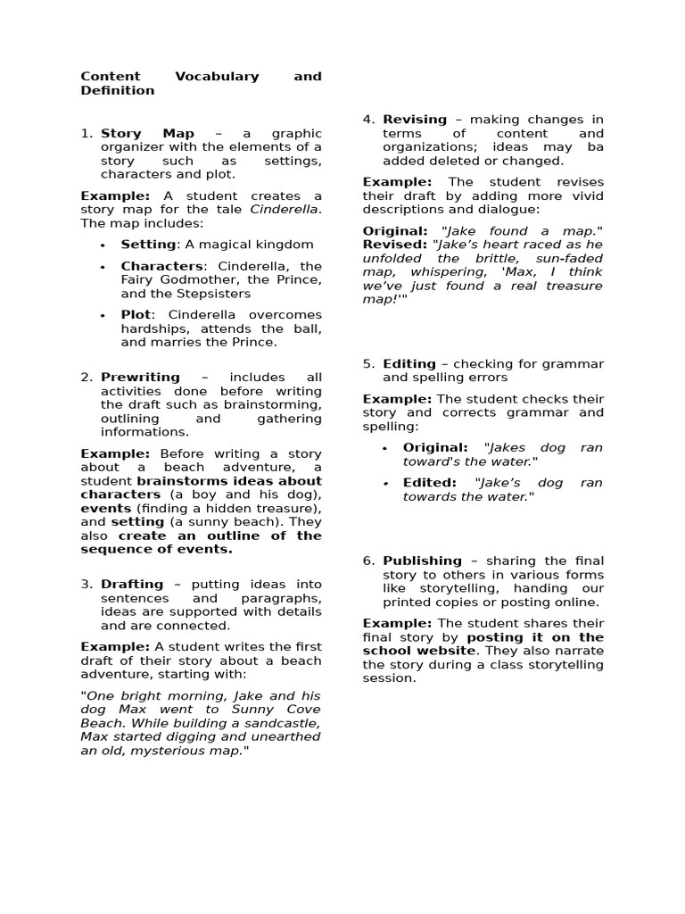 Content Vocabulary and Definition | PDF