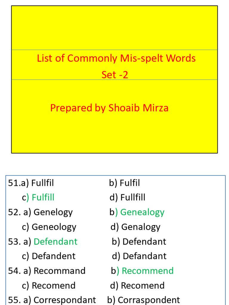 Spelling Set 2 | PDF