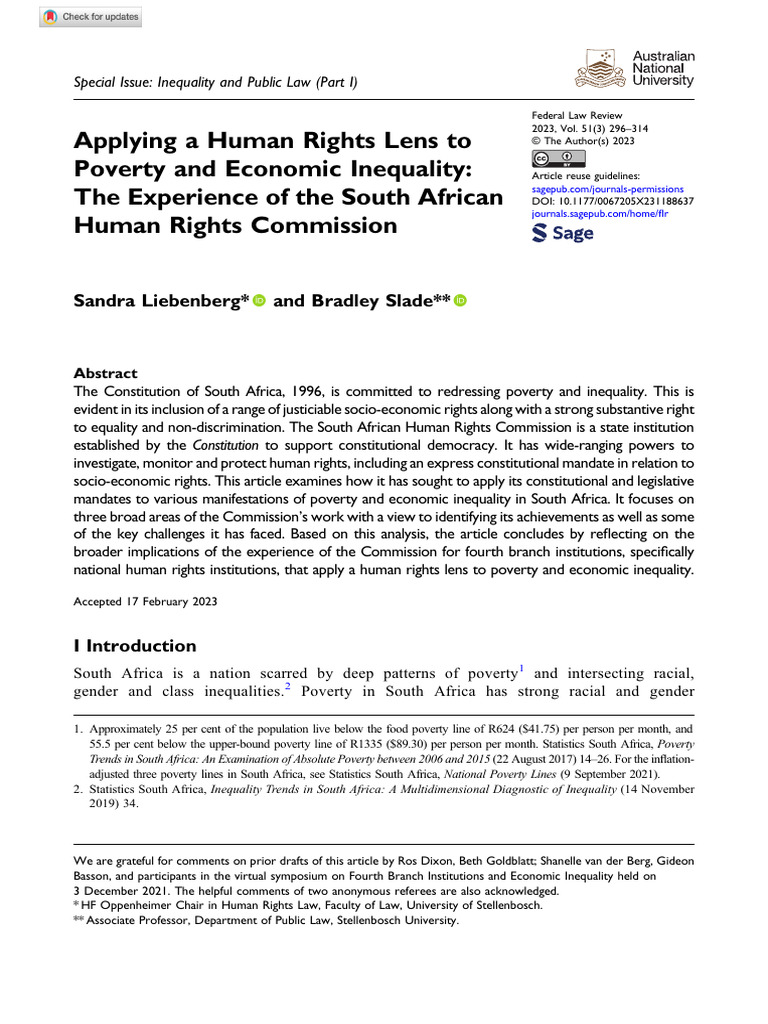 Liebenberg Slade 2023 Applying A Human Rights Lens To Poverty and Economic Inequality The ...