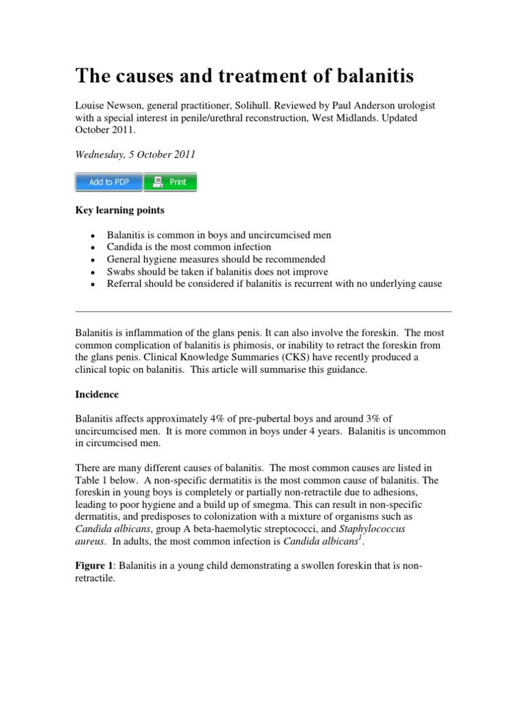 The Causes and Treatment of Balanitis | PDF | Circumcision | Candidiasis