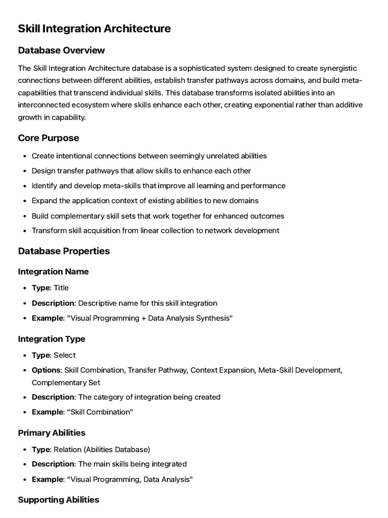 Skill Integration Architecture Database Documentation | PDF | Data ...