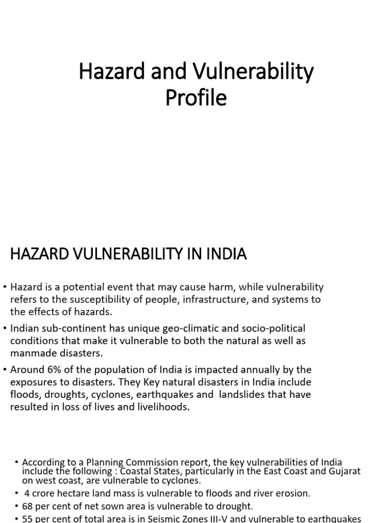 6.hazard and Vulnerability Profile | PDF | Emergency Management | Hazards