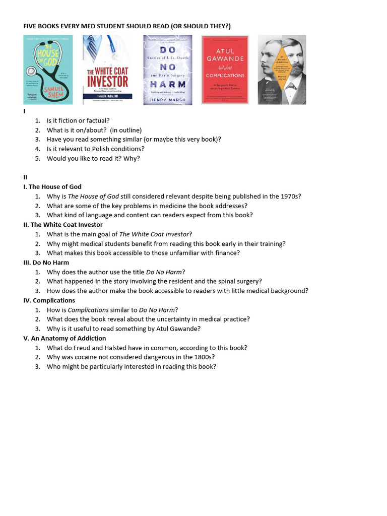 Five Books Every Med Student Should Read | PDF