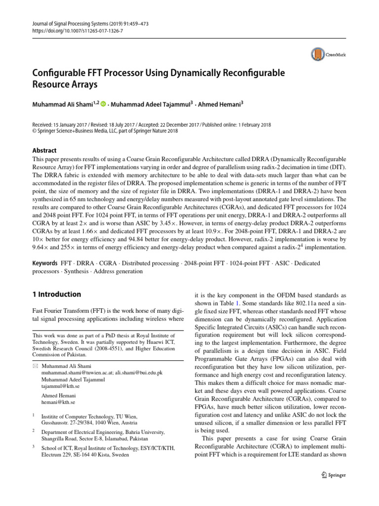 Configurable FFT Processor with DRRA | PDF | Fast Fourier Transform ...
