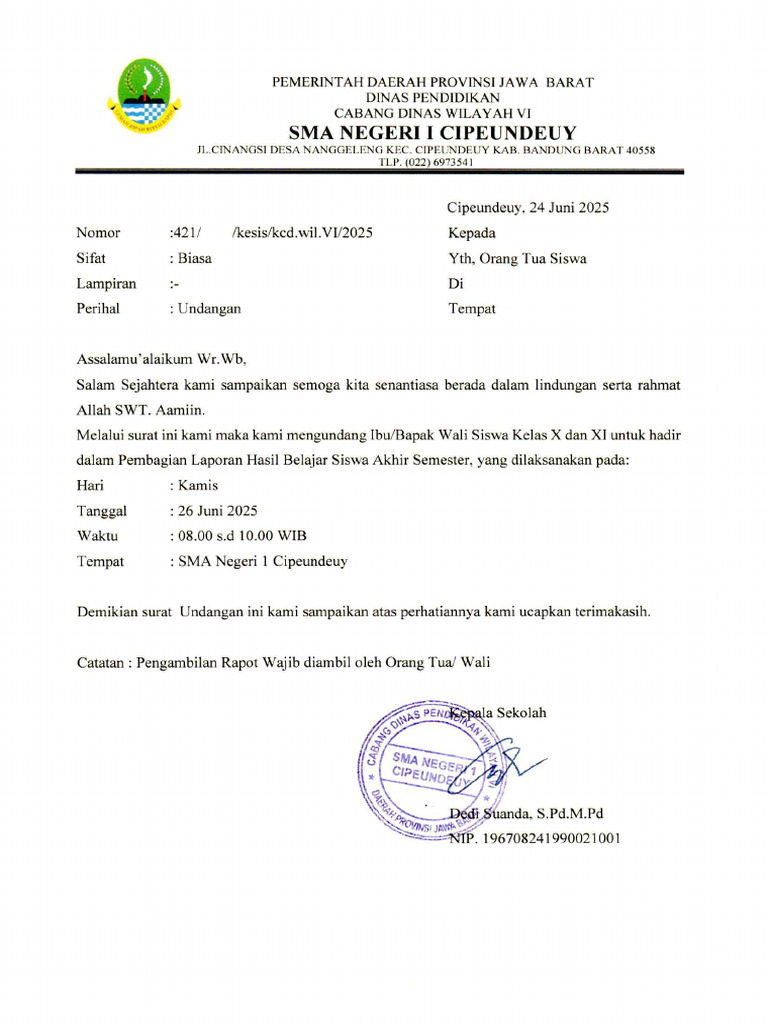 Revisi Undangan Bagi Rapot | PDF