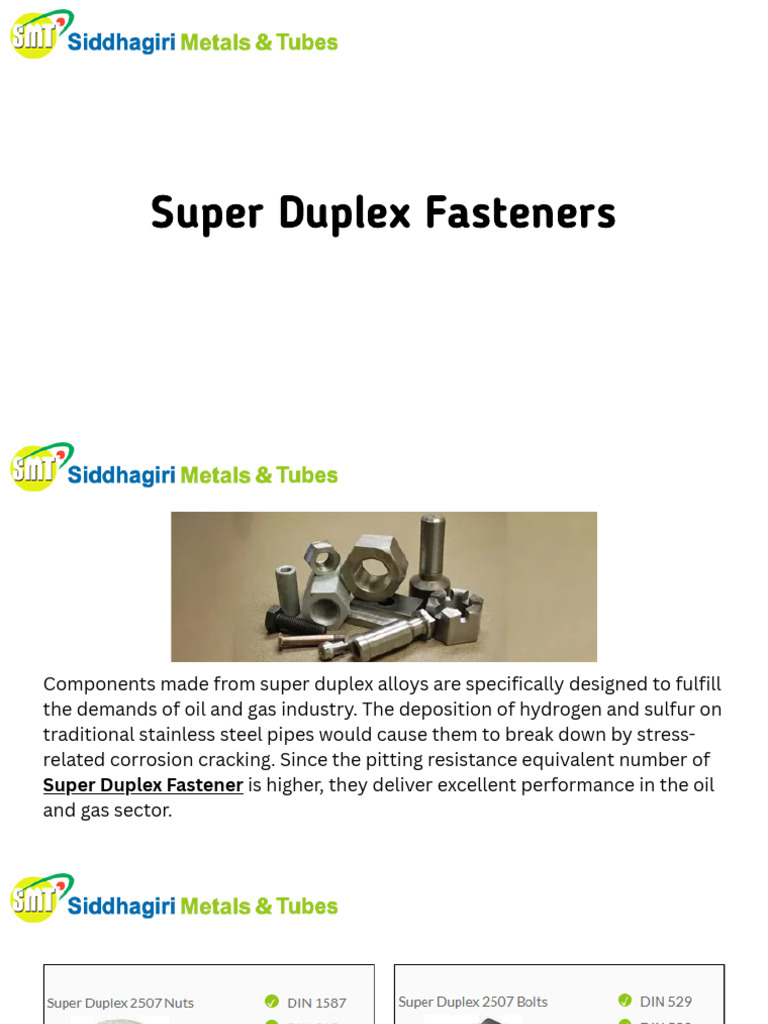 Super Duplex Fastener | PDF