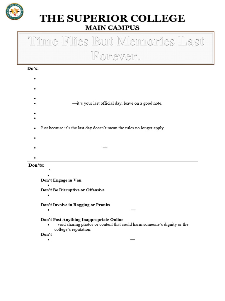 Do's and Dont's Last Day | PDF