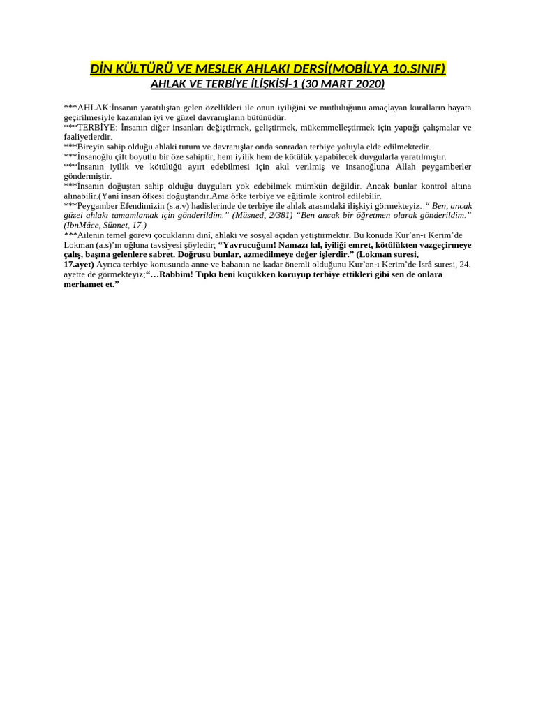 1 - Ahlak Ve Terbiye YliYkisi | PDF