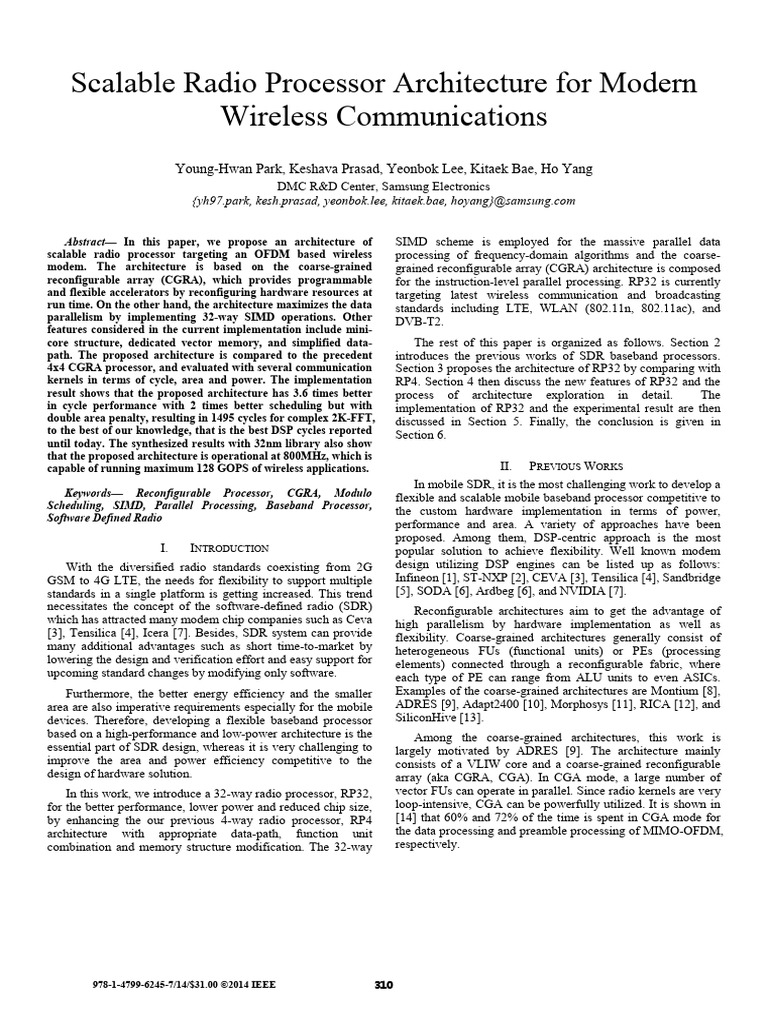 Scalable Radio Processor Architecture | PDF | Central Processing Unit ...