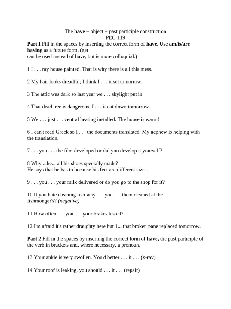 16 The Have + Object + Past Participle Construction | PDF | Linguistics
