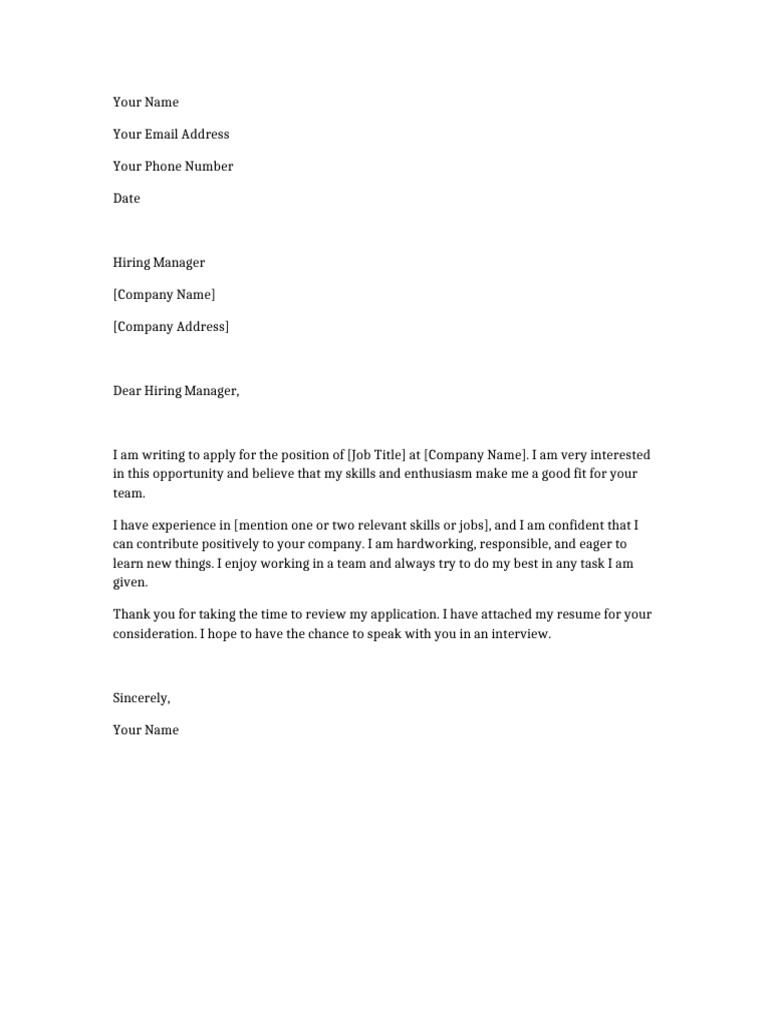 Basic Cover Letter Template | PDF