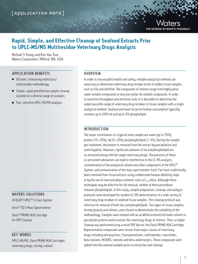Waters Appnote Seafood - Waters Appnote Seafood | PDF | High Performance Liquid Chromatography ...