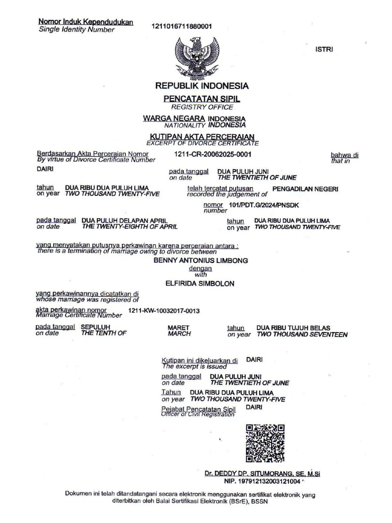 Akte Nikah Benny1 | PDF