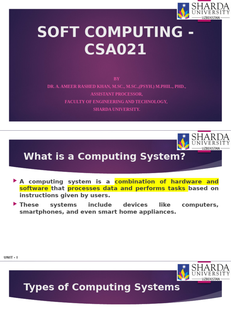 UNIT 1.1 Soft Computing | PDF | Machine Learning | Computing