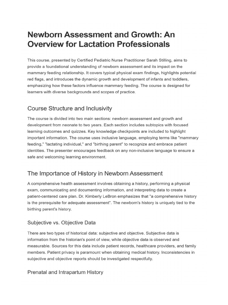 Newborn Assessment History + Neurologic-Transcript | PDF