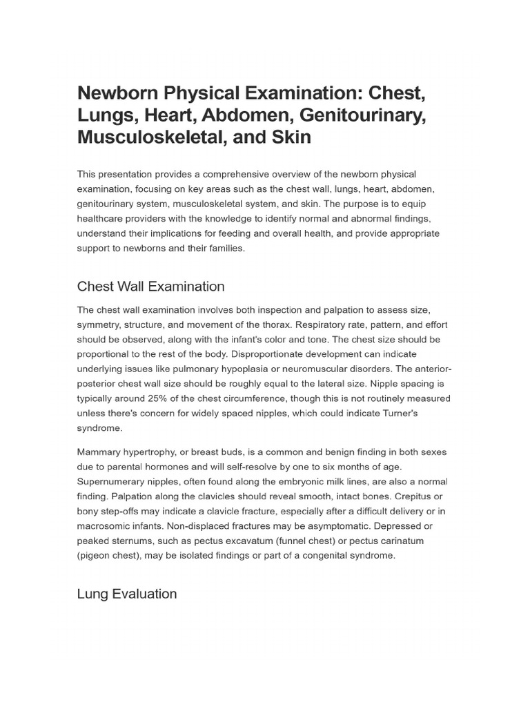 Newborn Assessment Physical Exam Part 2-Transcript | PDF