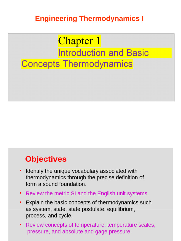 Thermodynamics, Chap 1 Revised | PDF | Temperature | Thermodynamics