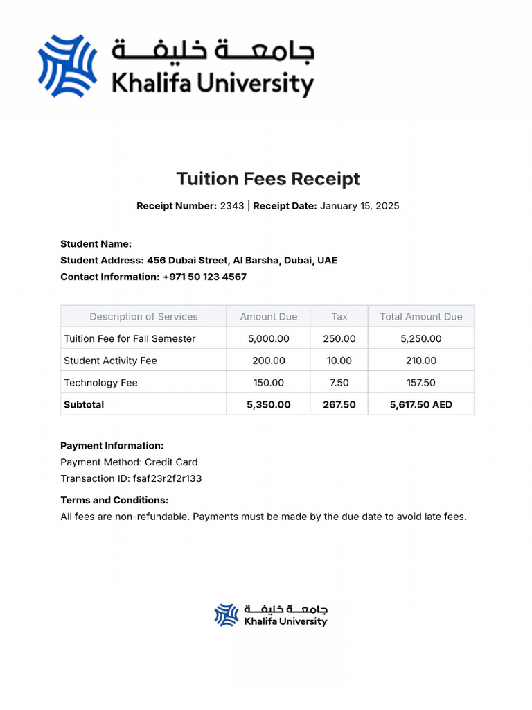 Tuition Receipt | PDF