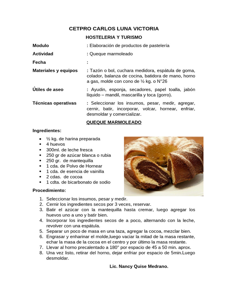 Queque Basico Marmoleado | PDF