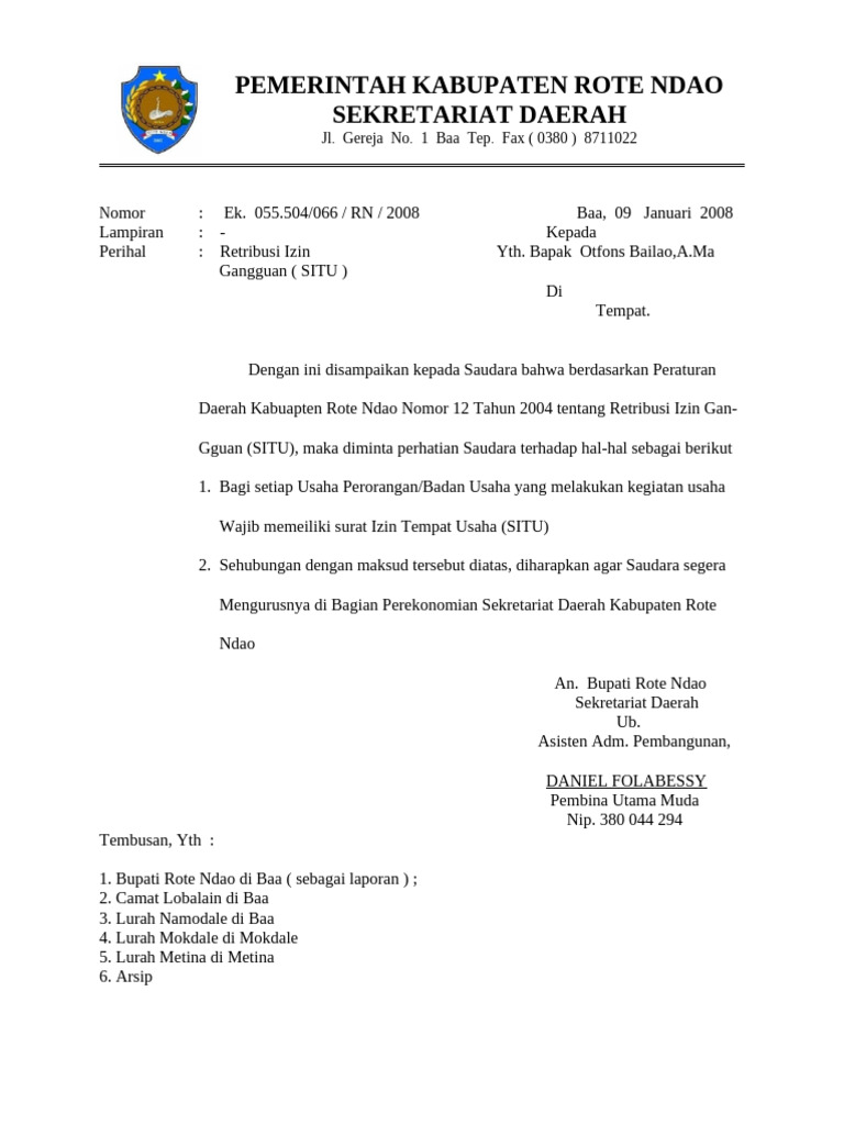 Surat Izin Tempat Usaha SITU | PDF