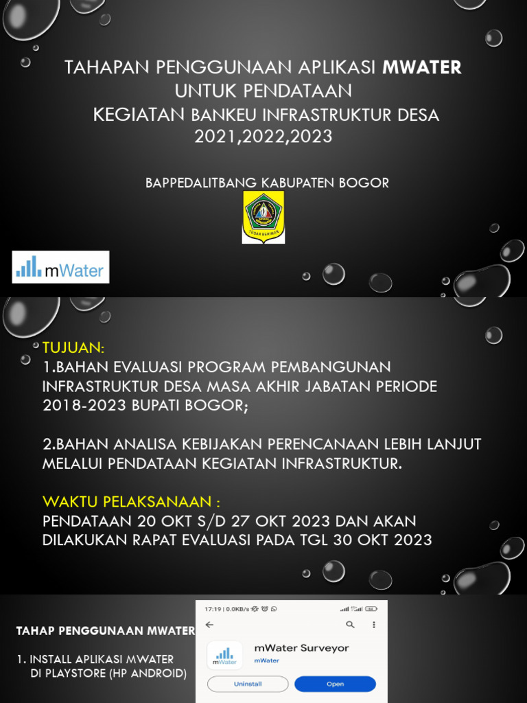 Tahapan Penggunaan Aplikasi Mwater Untuk Pendataan | PDF
