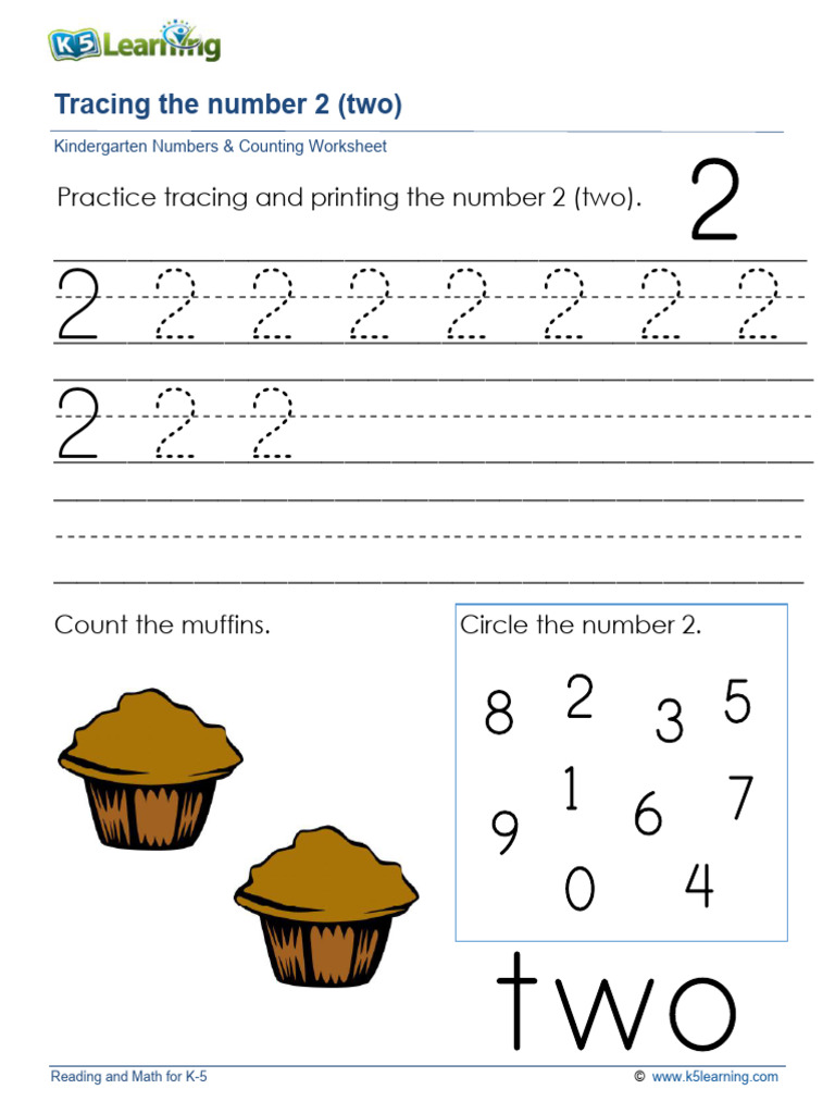 Kindergarten Tracing Numbers Two 2 | PDF