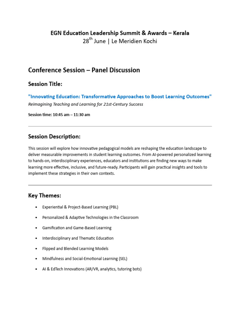 K12 Panel Discussion Flow | PDF | Learning | Educational Technology