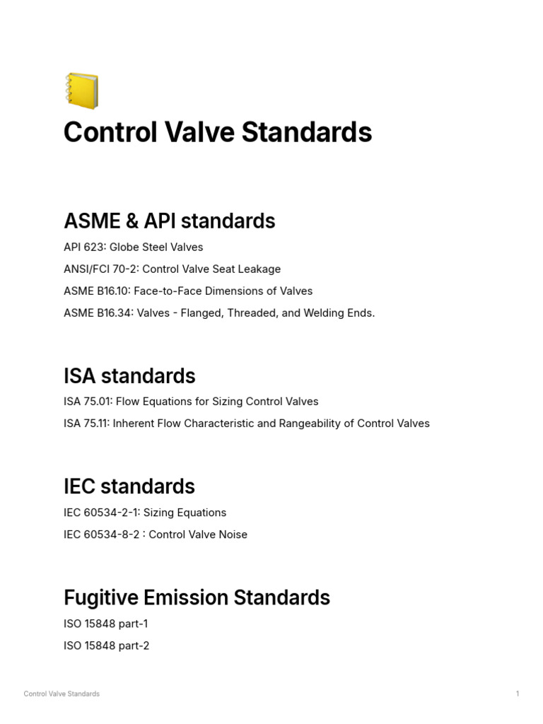 Control Valve Standards Overview | PDF